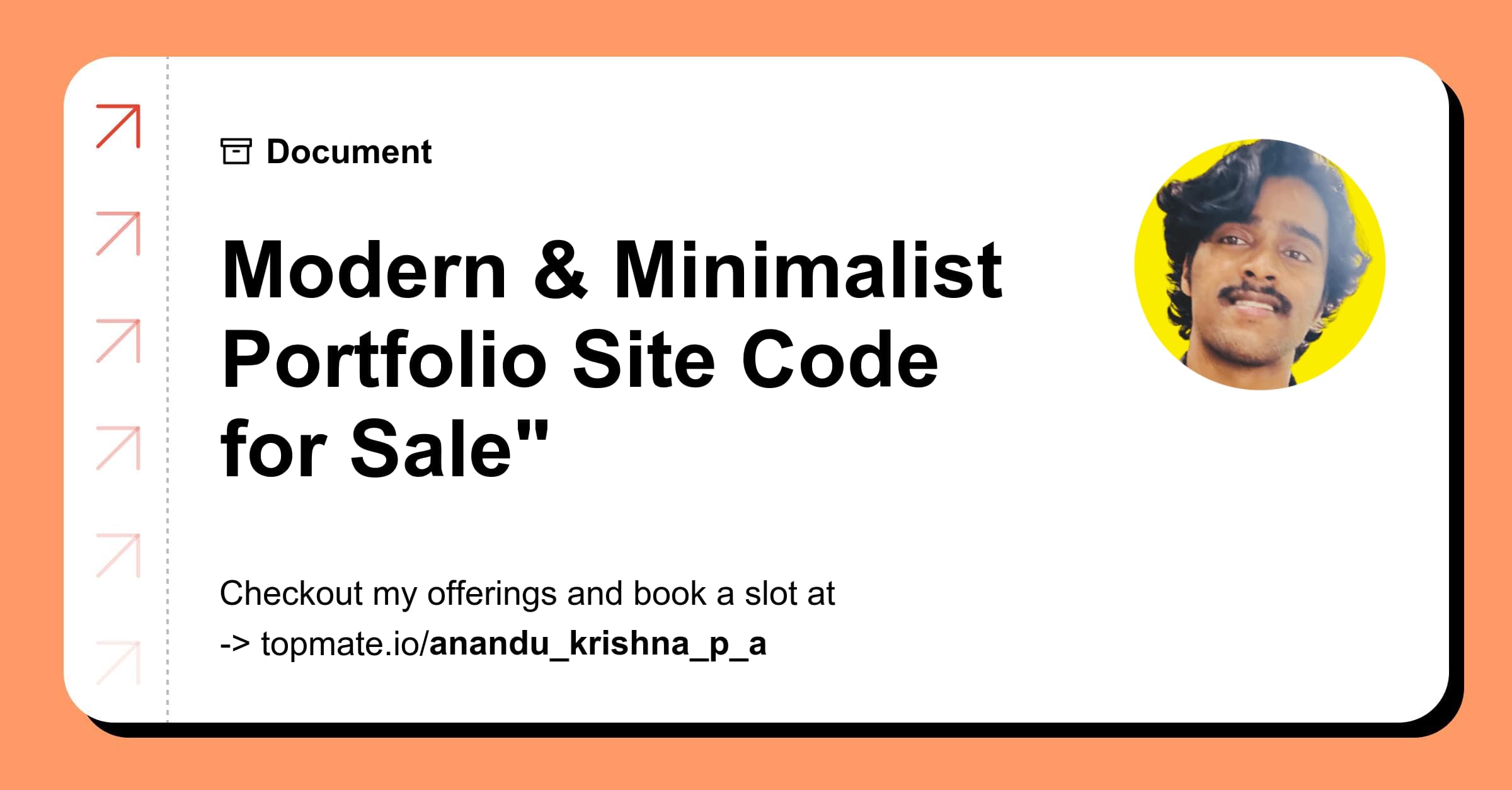 Modern & Minimalist Portfolio Site Code for Sale" with Anandu Krishna P A